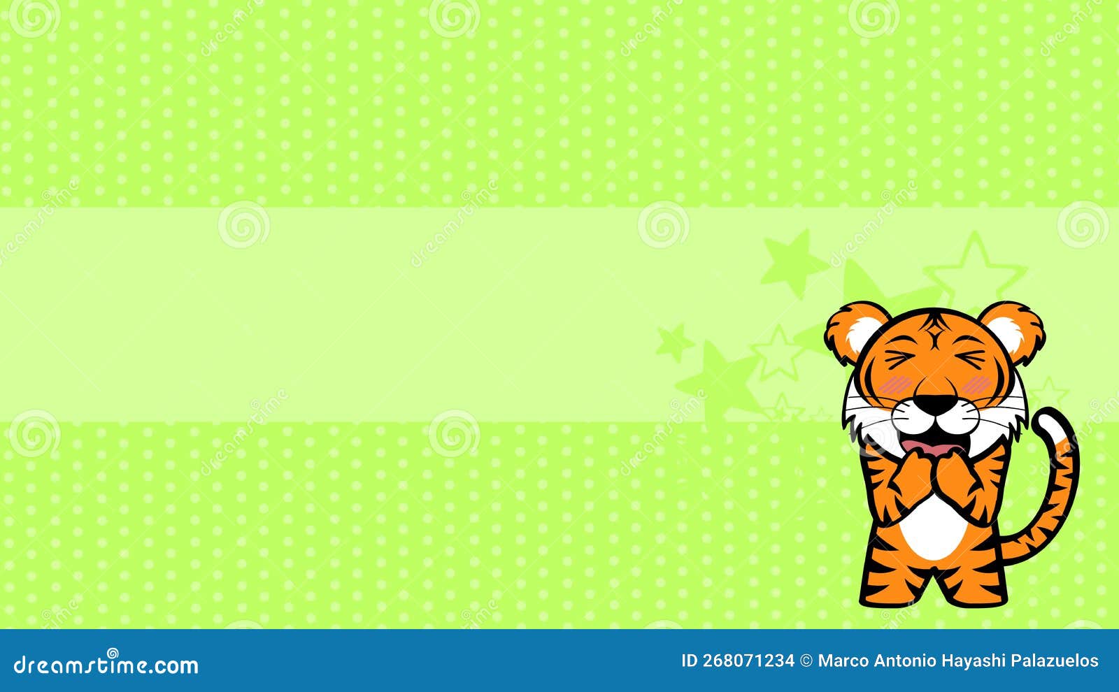 Happy Chibi Tiger Kid Character Cartoon Background Poster Illustration ...