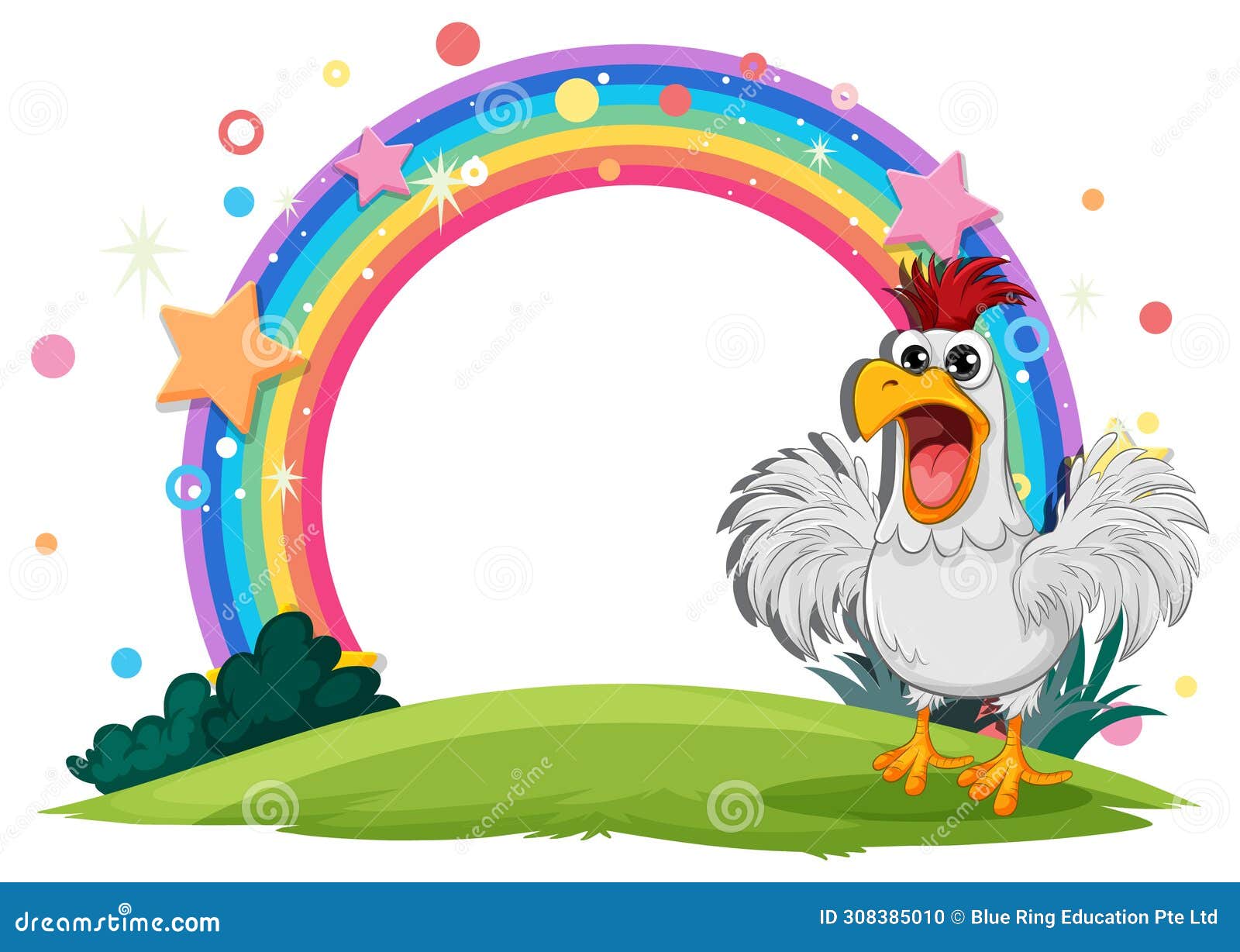 Chicken Standing with a Rainbow Stock Vector - Illustration of standing ...