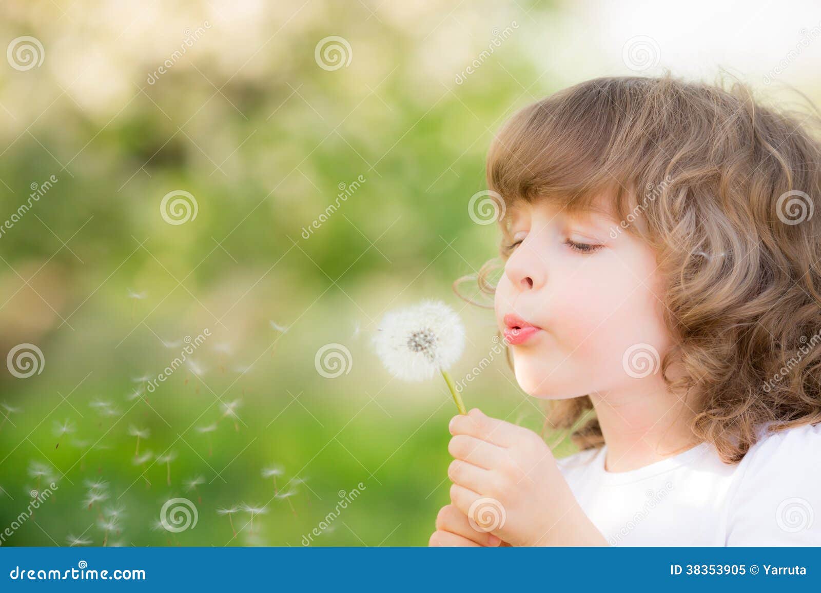 Happy Child Blowing Dandelion Stock Image - Image of blowing, happy ...