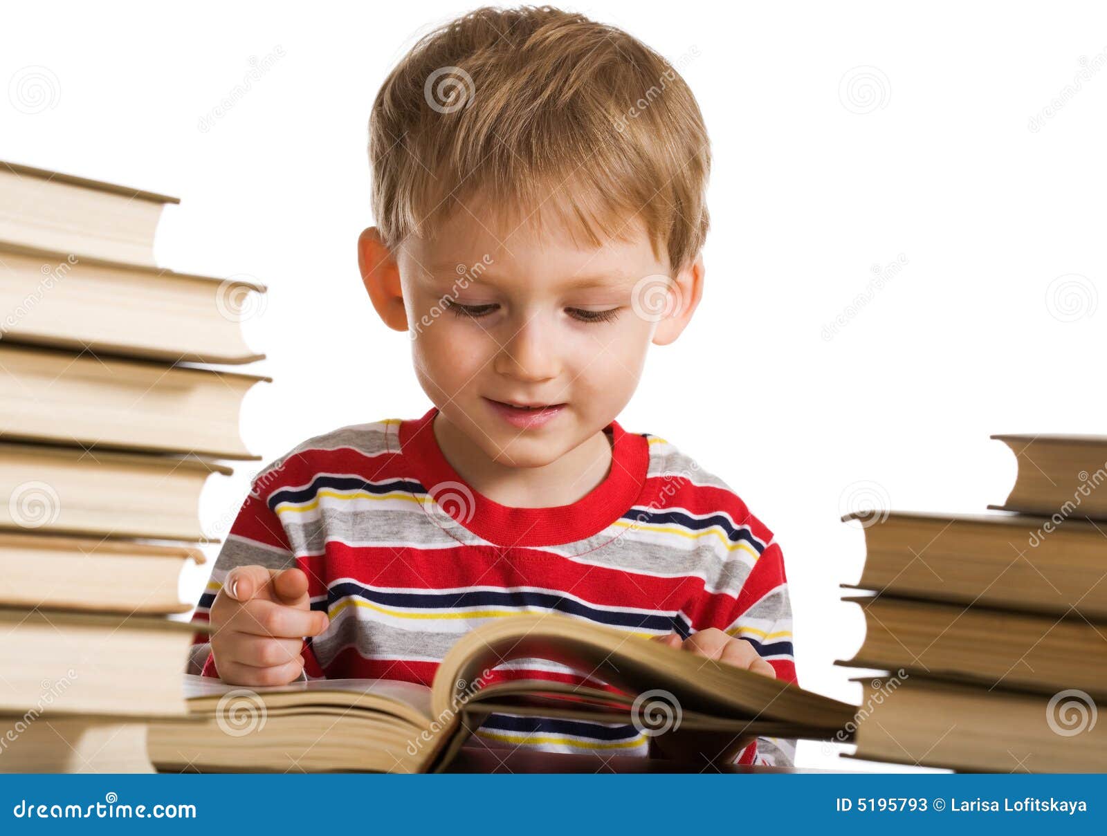 Happy child with books stock image. Image of child, book - 5195793