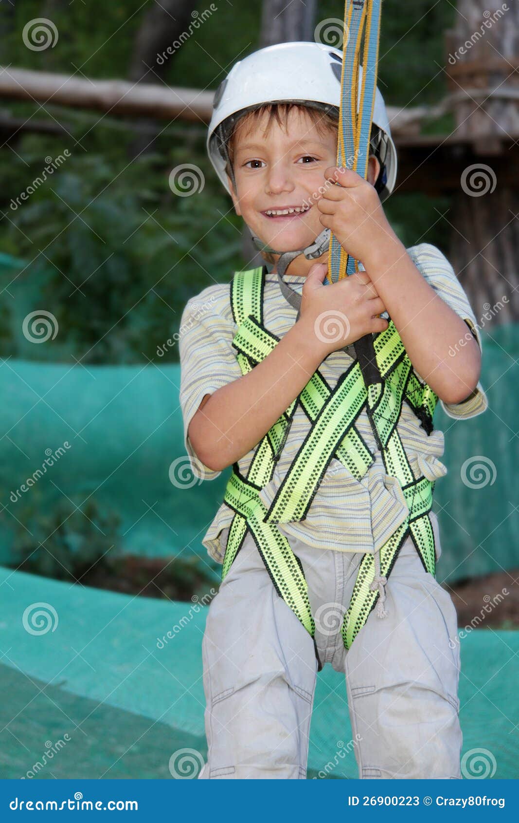 Happy Child Boy in Adventure Park Stock Image - Image of extreme ...
