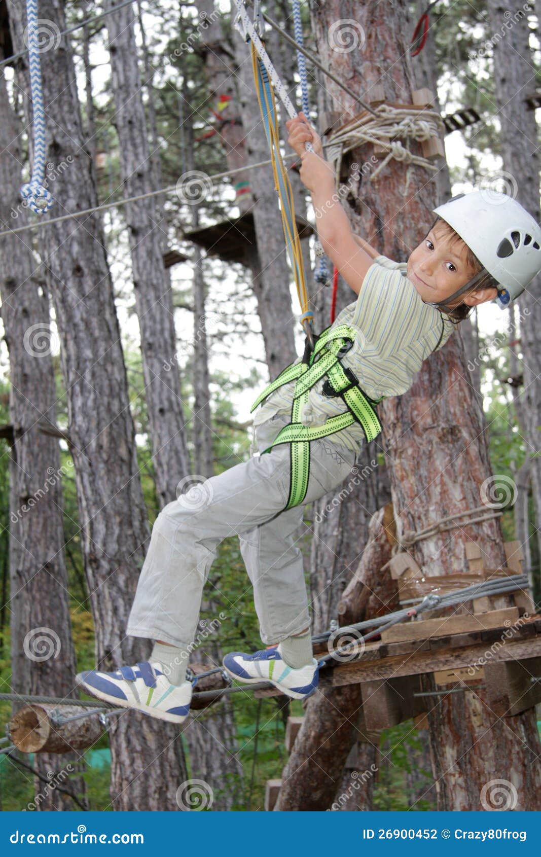 Happy Child Boy in Adventure Park Stock Photo - Image of face ...