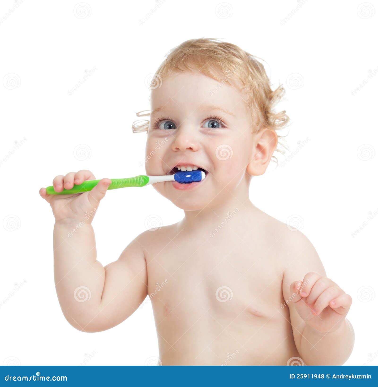Happy Child Brushing Teeth Isolated Stock Photo - Image of person ...
