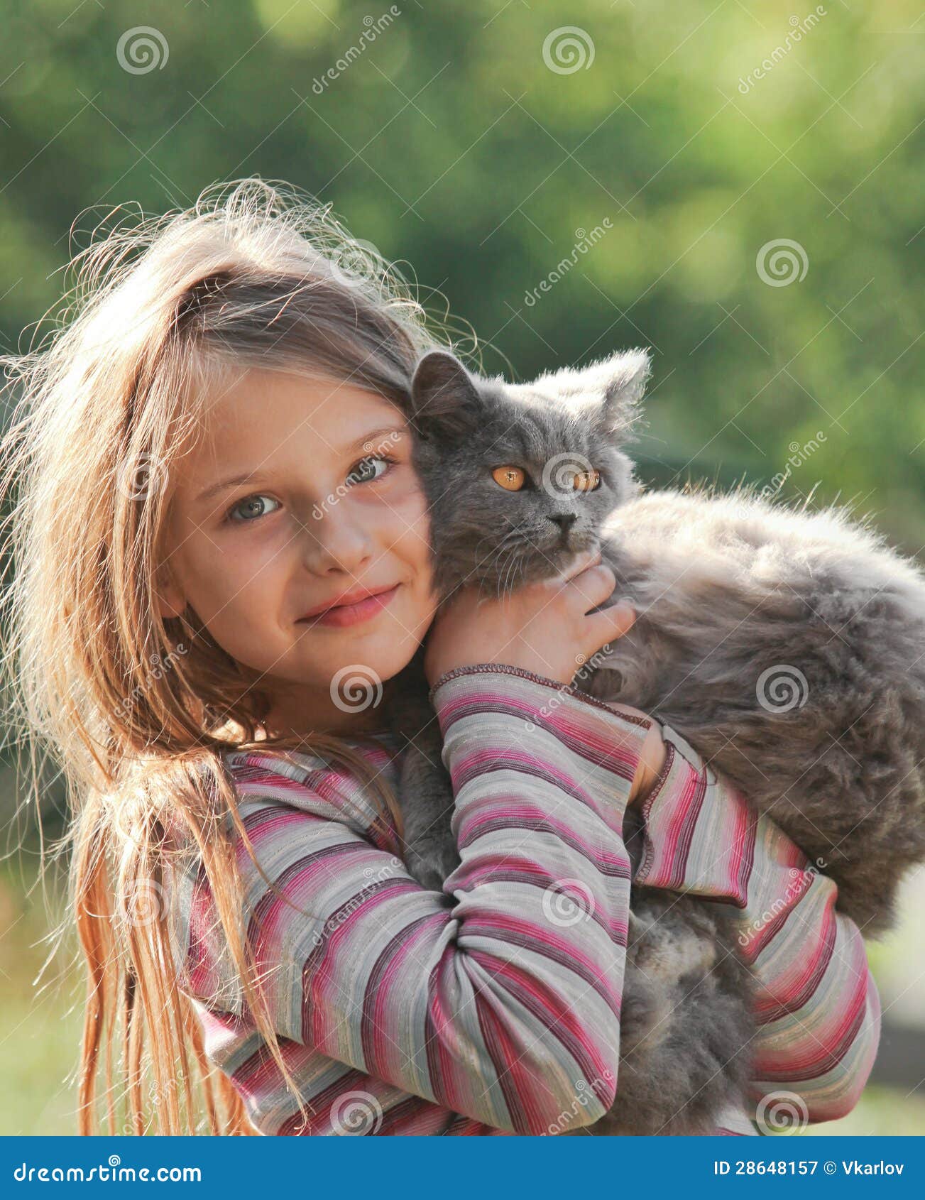 Happy Child with Cat. Kid Showing Stock Image - Image of looking ...