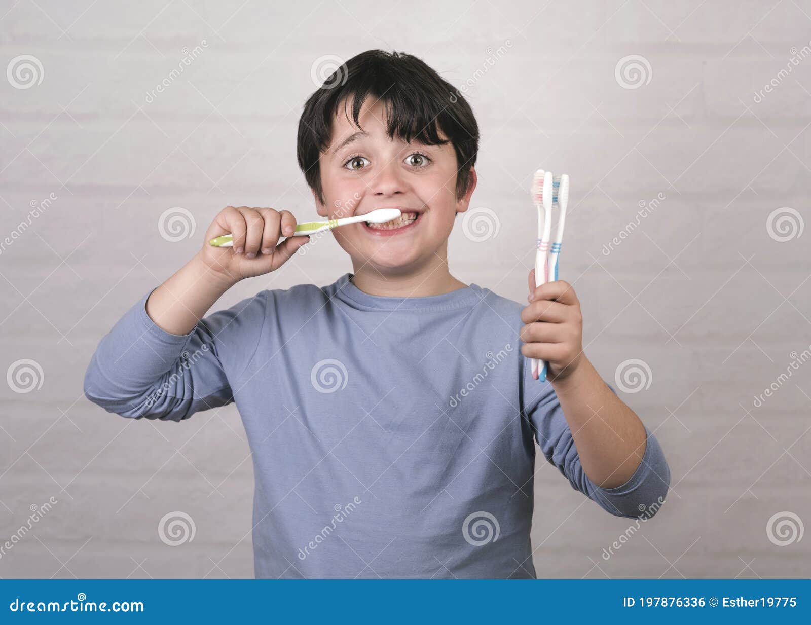 Happy Child Cleaning Teeth by Toothbrush Stock Photo - Image of healthy ...