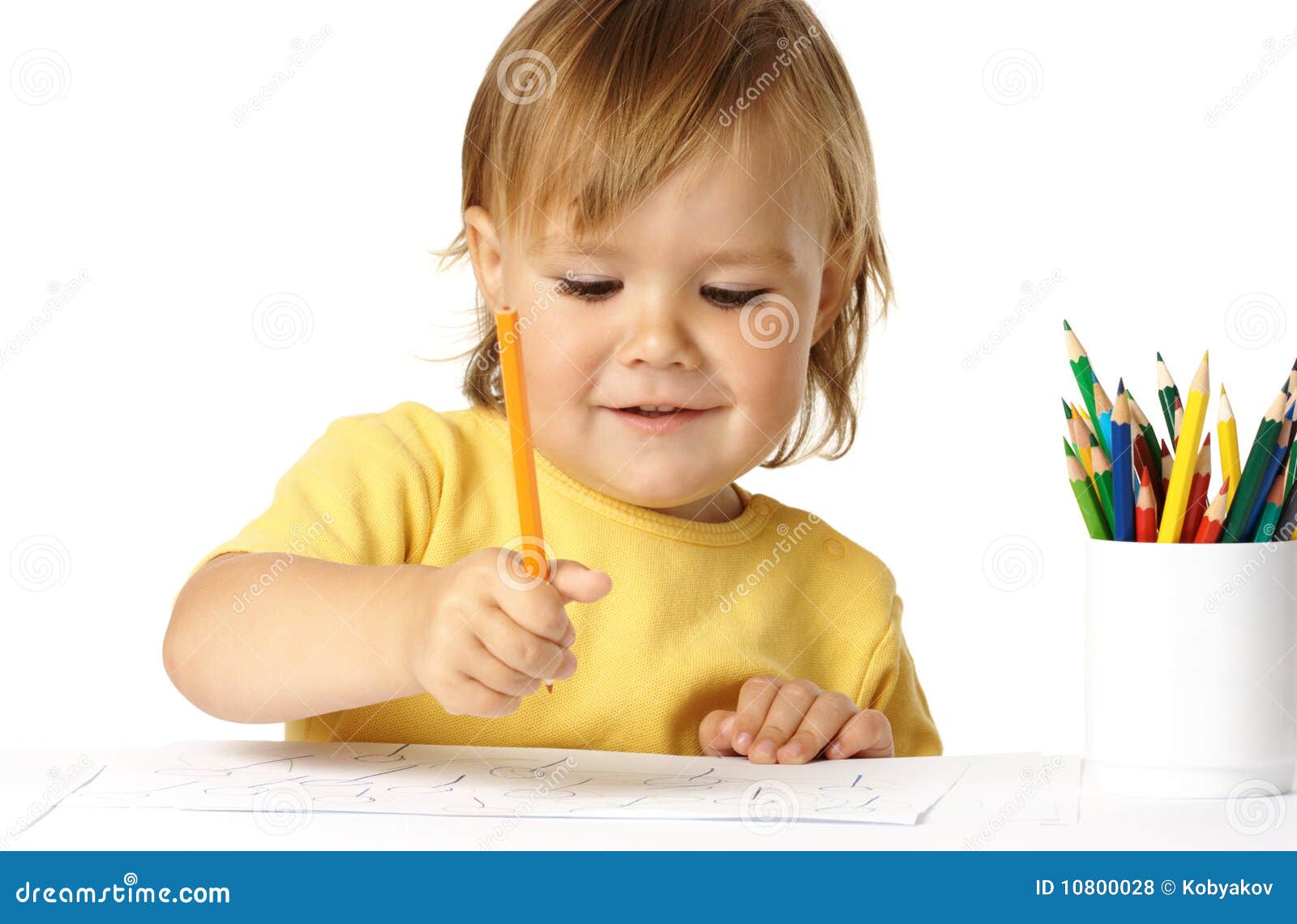 Happy Child Draw with Crayons and Smile Stock Photo - Image of colorful ...