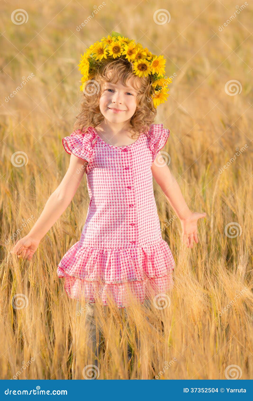 Happy child in field stock photo. Image of portrait, happy - 37352504