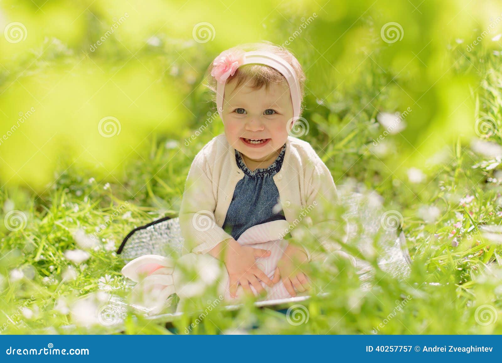 Happy Child in Grass stock image. Image of innocence - 40257757