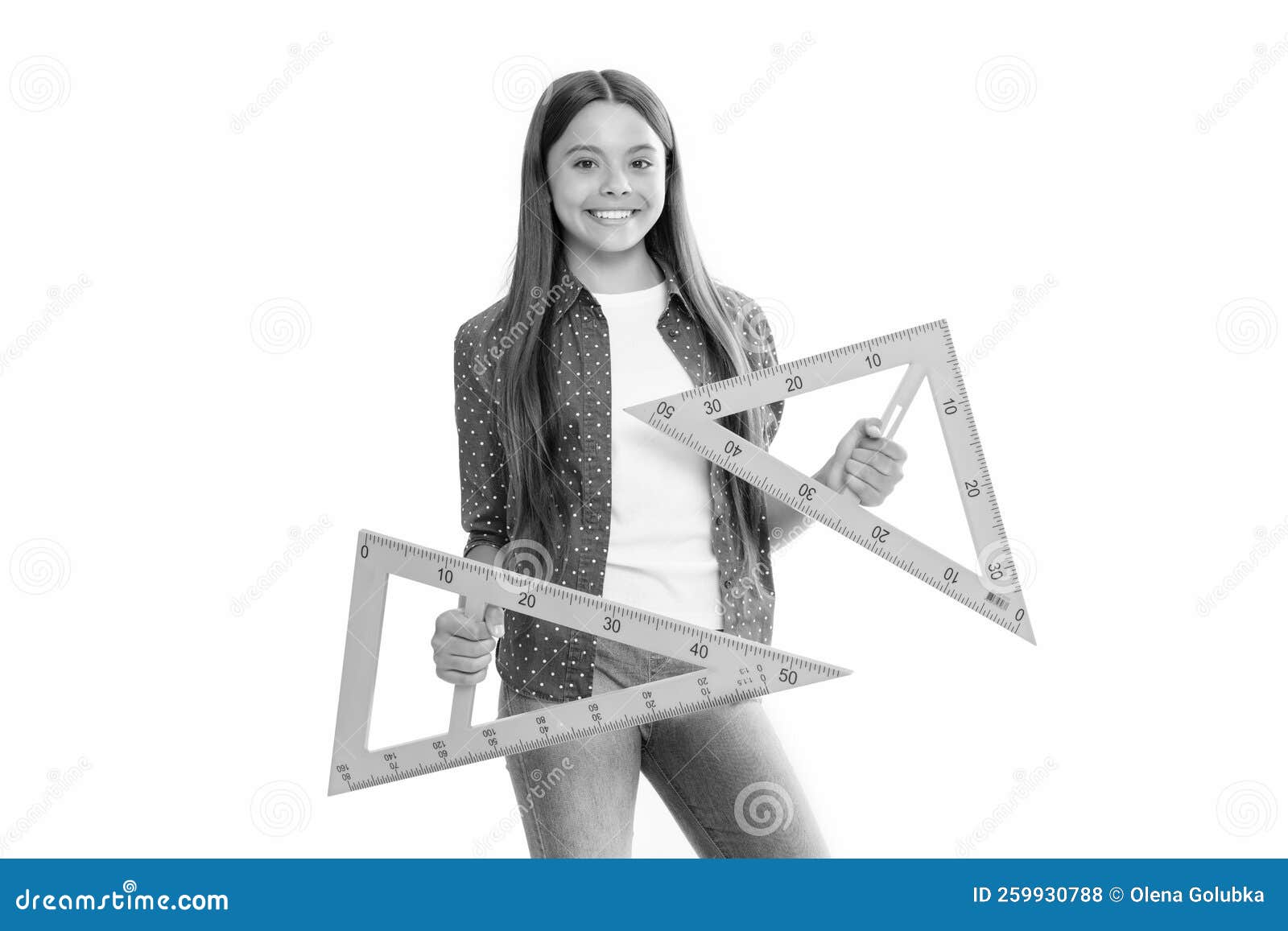 Happy Child Hold Triangle Ruler Study Algebra at School Isolated on ...