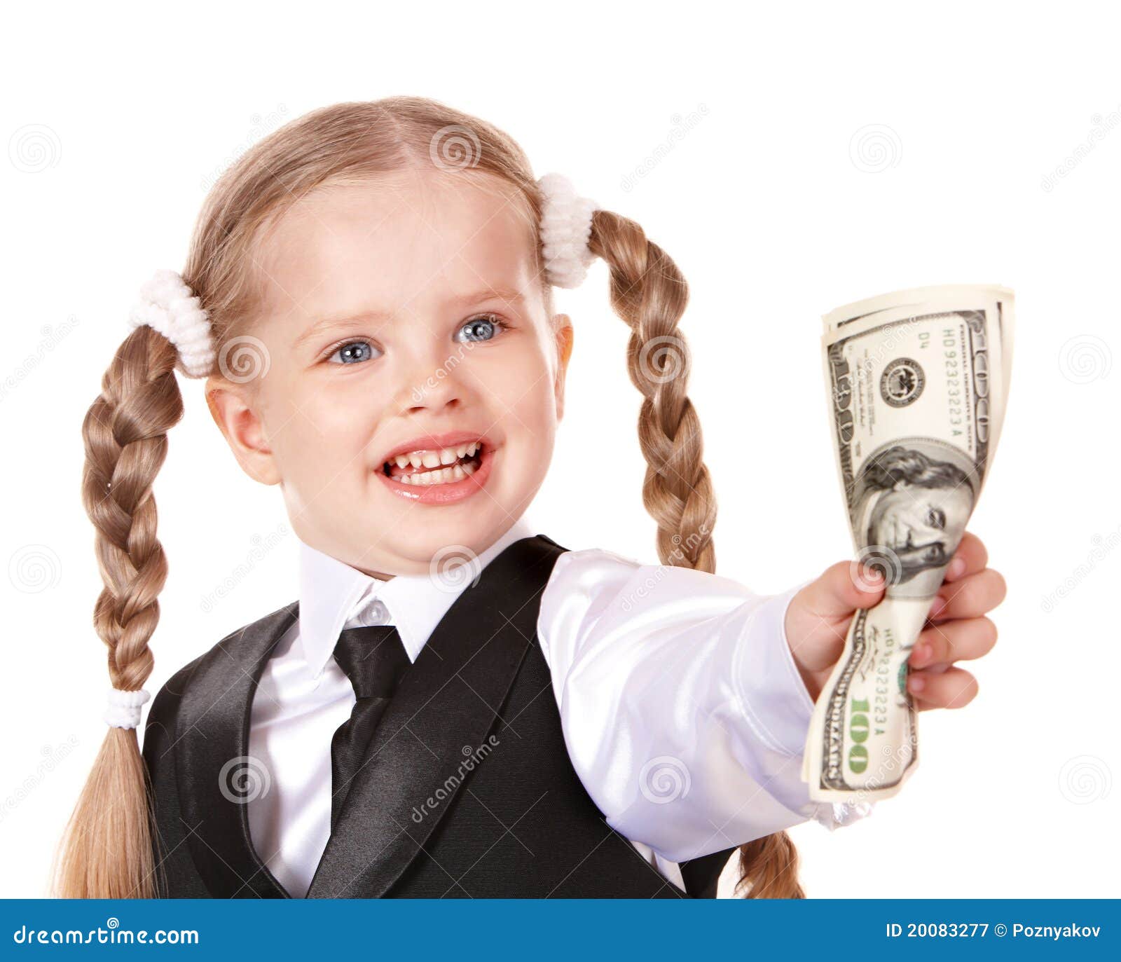 Happy Child Holding Money Dollar. Stock Image - Image of childhood ...
