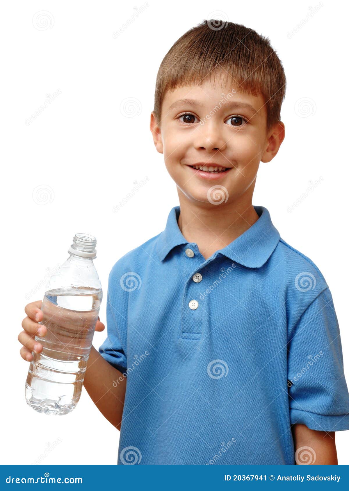 Happy Child Holds Bottle of Water Stock Image - Image of childhood ...