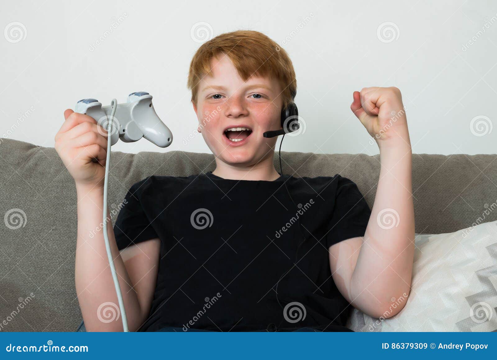 Happy Child Playing Videogames Stock Image - Image of playful, child ...