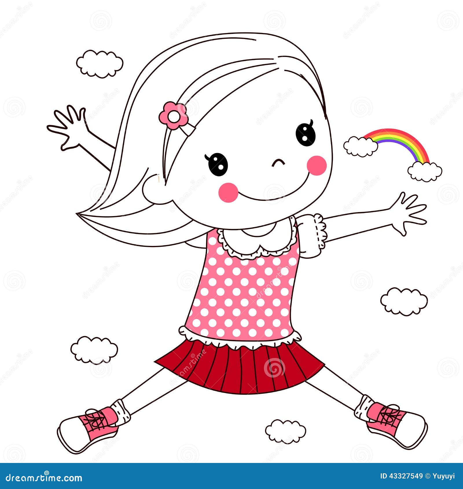 Happy child jumping stock vector. Illustration of play - 43327549