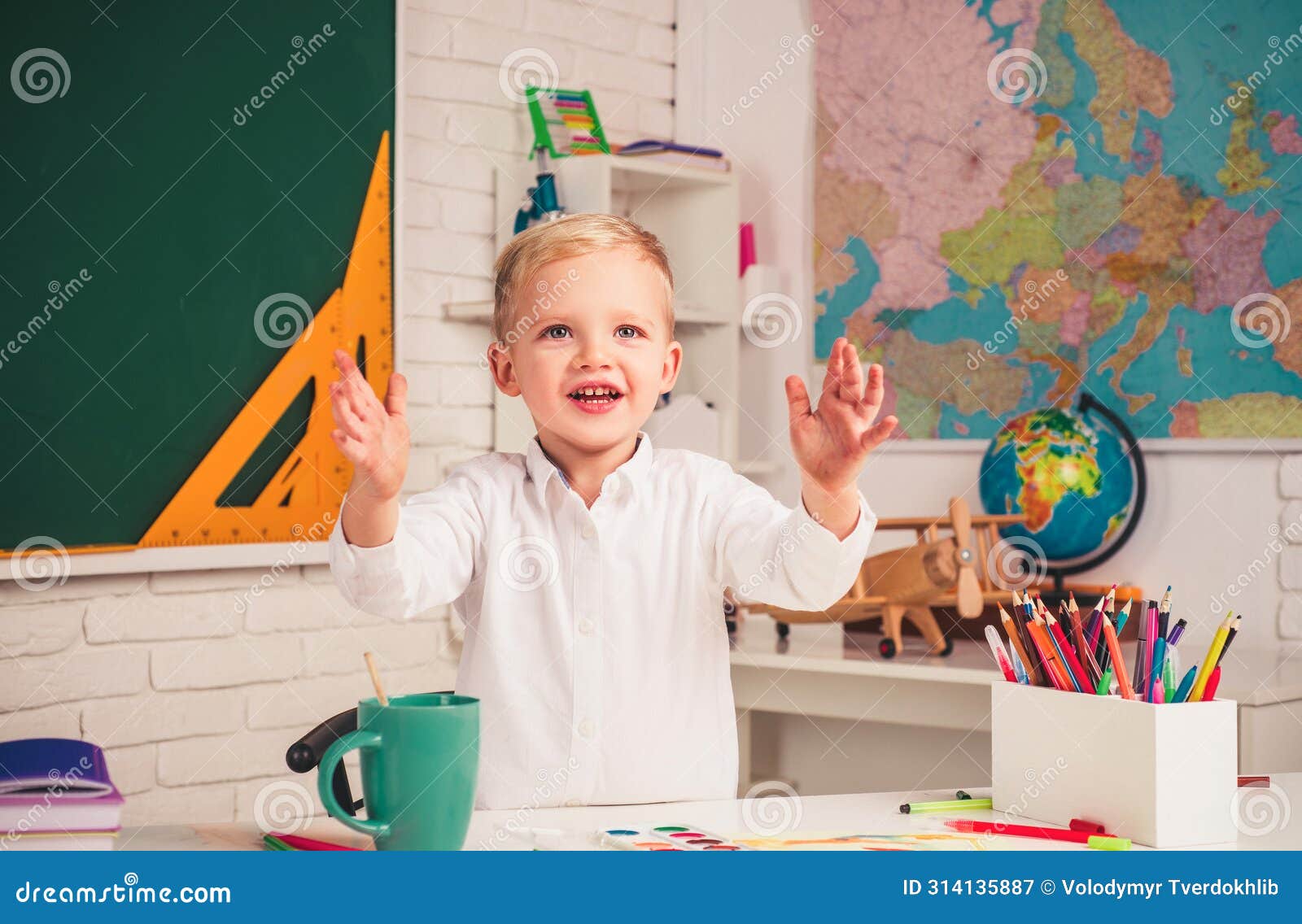Happy Child Learning. Funny Kid from Primary School Stock Image - Image ...