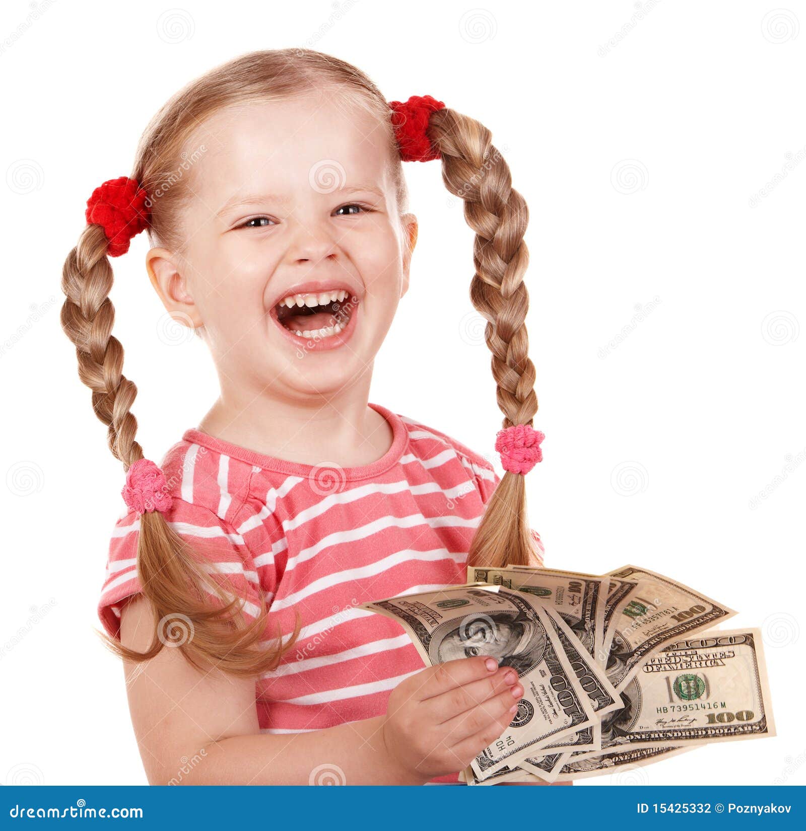Happy Child with Money Dollar. Stock Photo - Image of banknote, cash ...