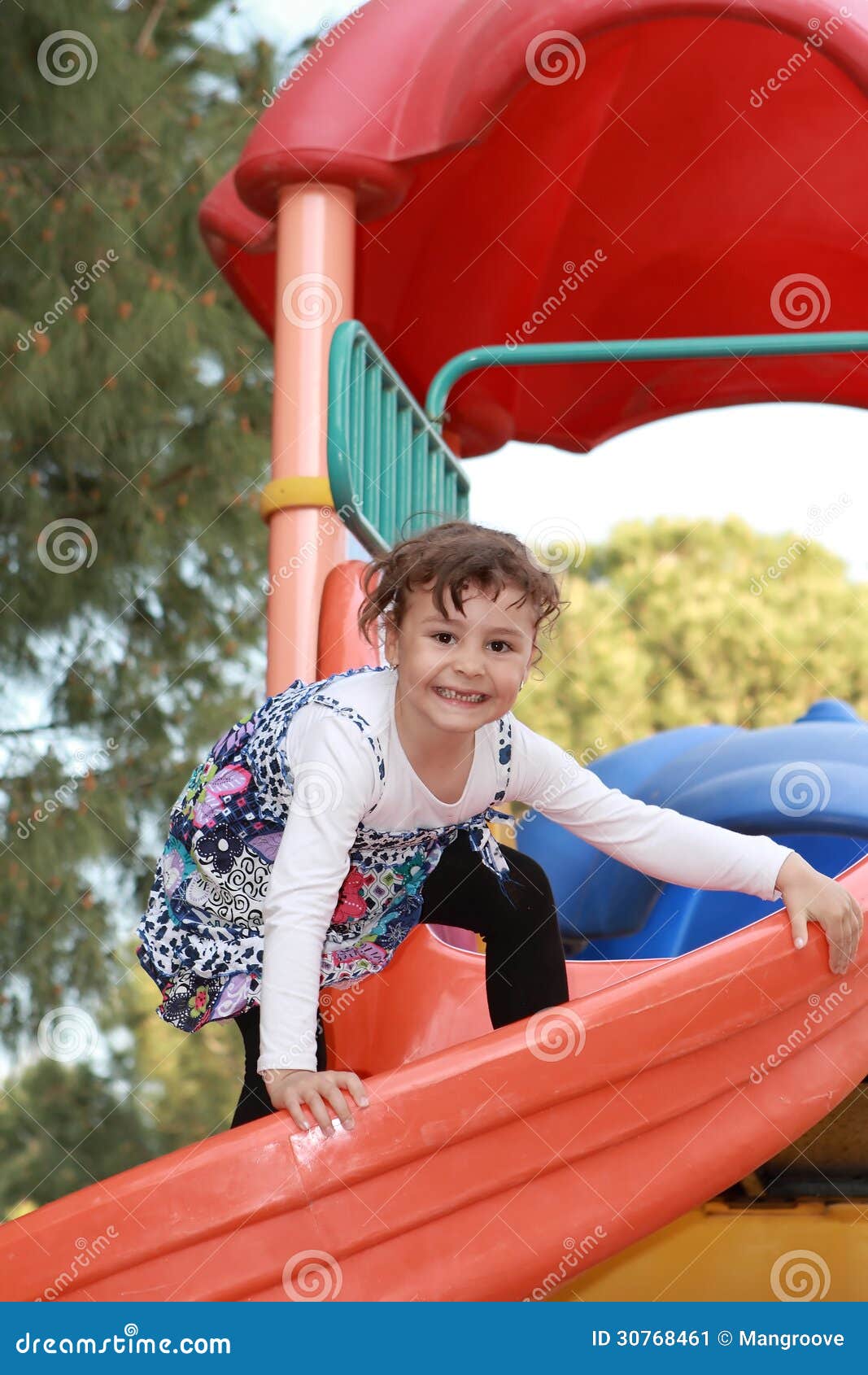 Happy Child in Park Playground Stock Image - Image of enjoying, happy ...
