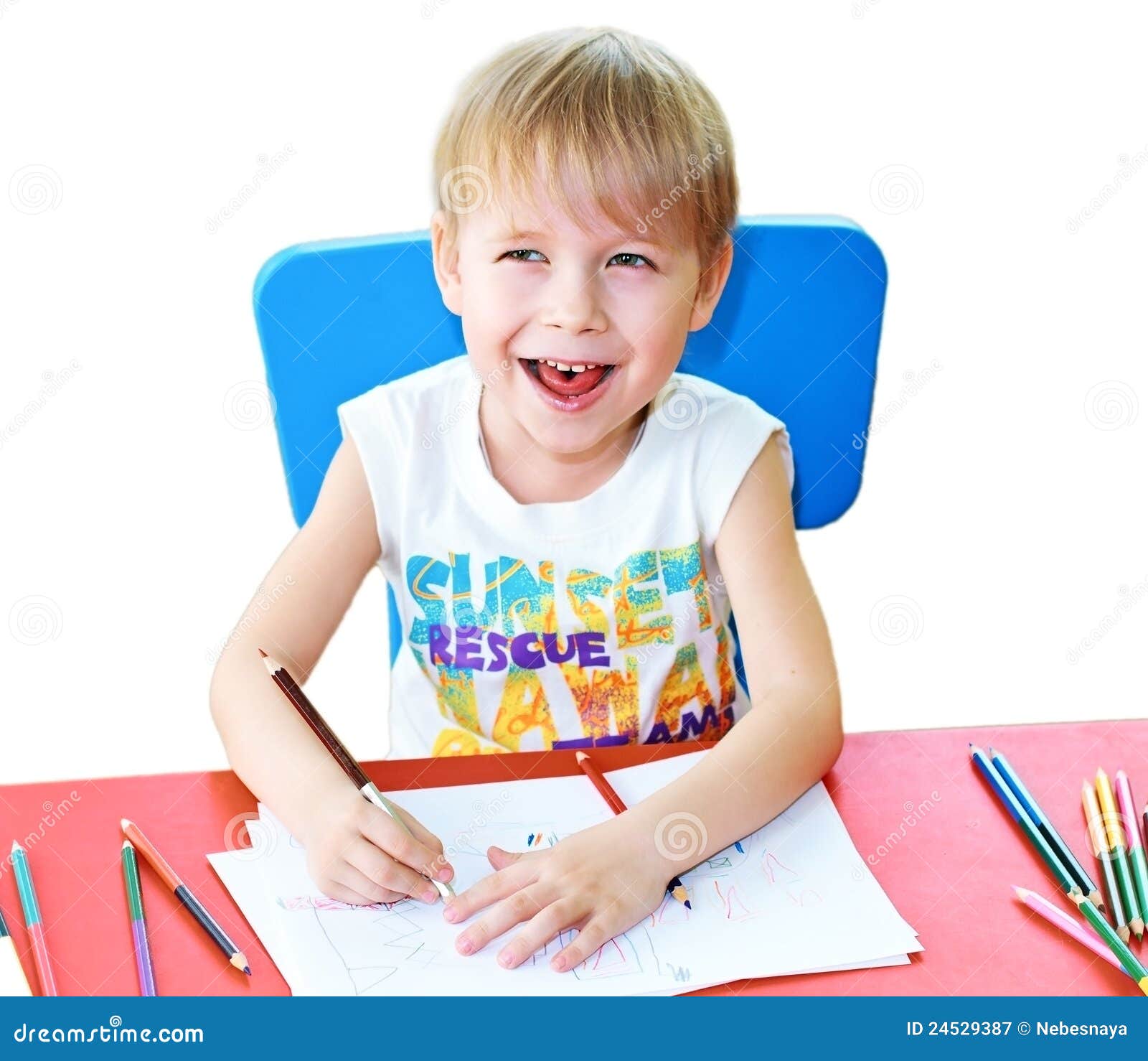 Happy child with pencils stock image. Image of human - 24529387