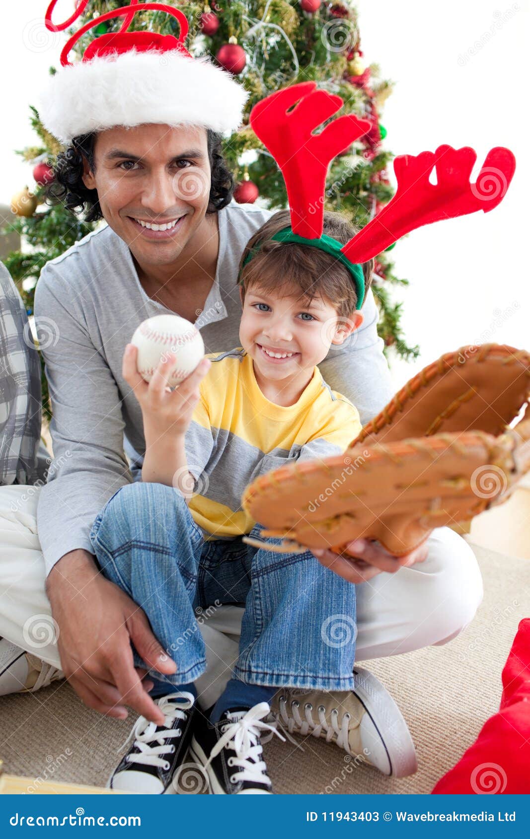 Happy Child Playing with a Christmas Gift Stock Image - Image of ...