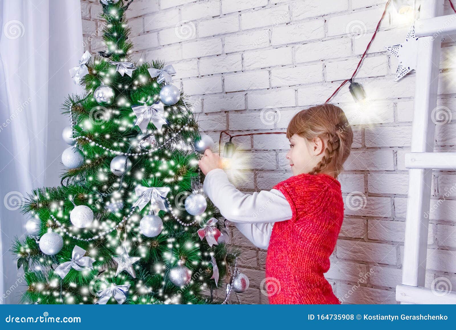 Happy Child Playing at Christmas at Home Stock Photo - Image of ...