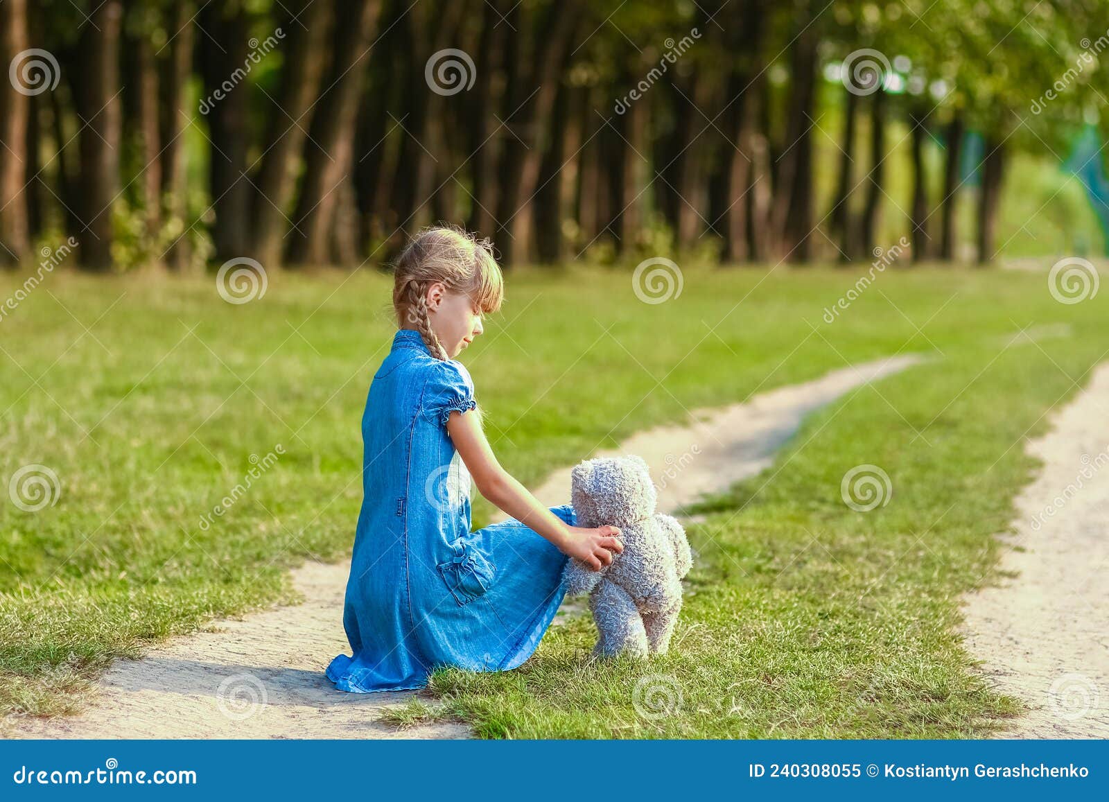 Happy Child Playing in Nature in Summer Stock Image - Image of black ...