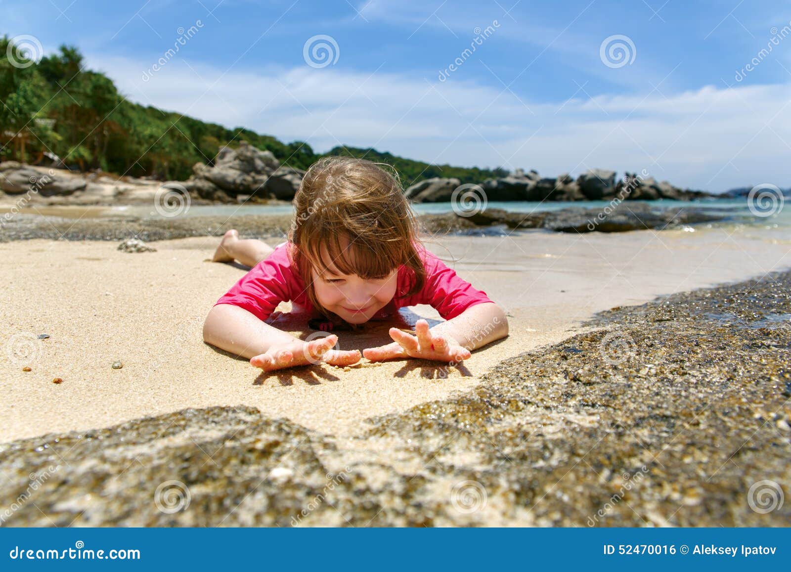 Happy Child Playing in Sea. Summer Vacations Concept Stock Photo ...