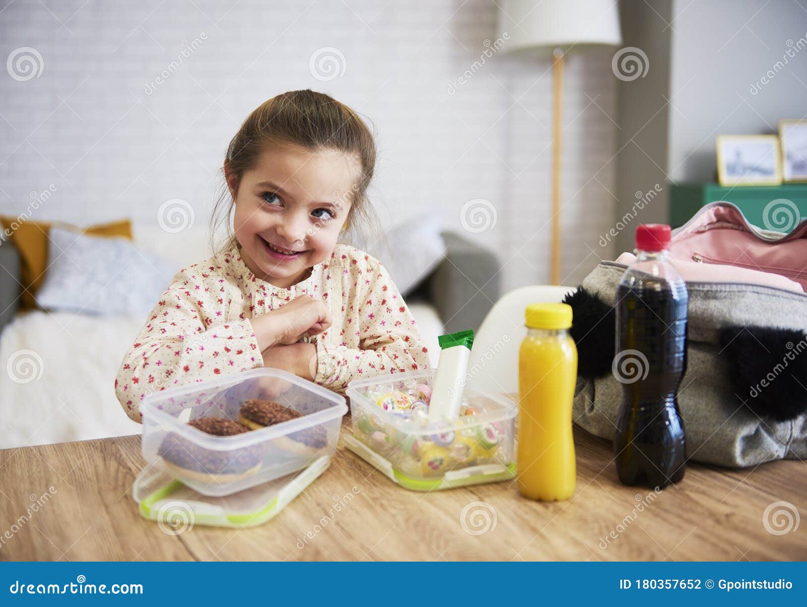 Happy Child Preparing Lunch Box with Sweets Stock Photo - Image of meal ...