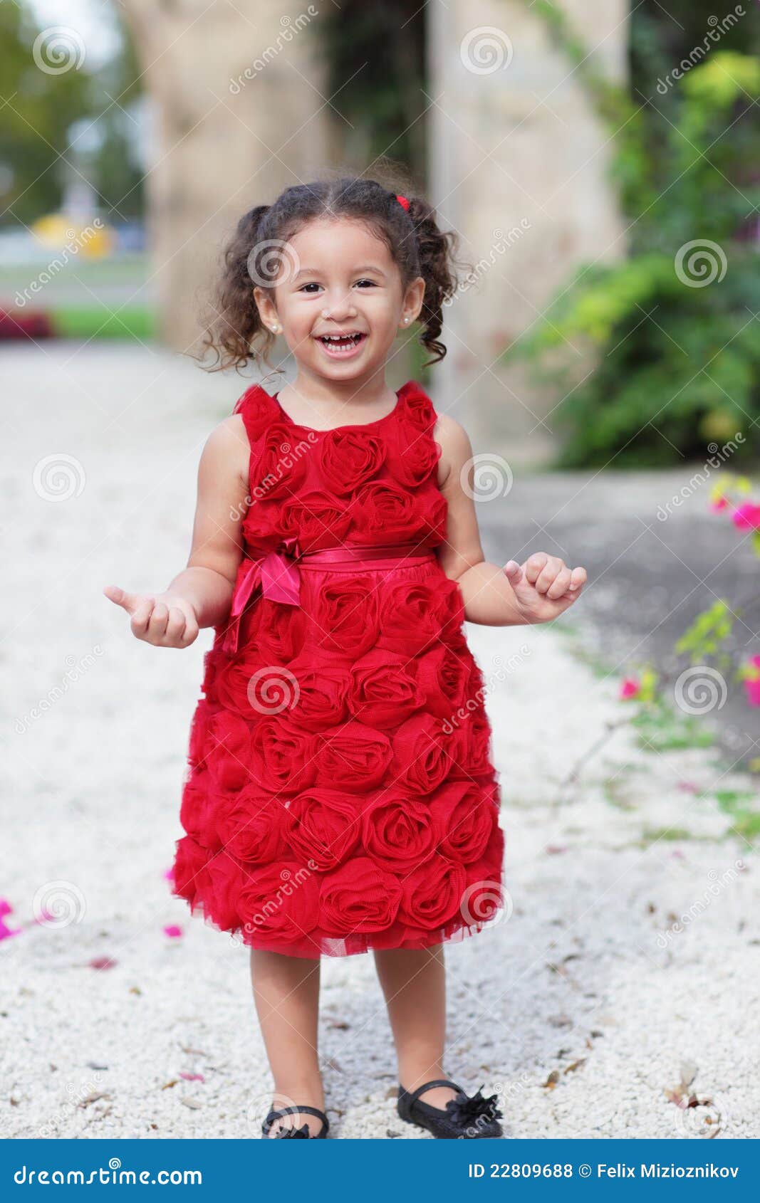 Happy child in a red dress stock photo. Image of cute - 22809688