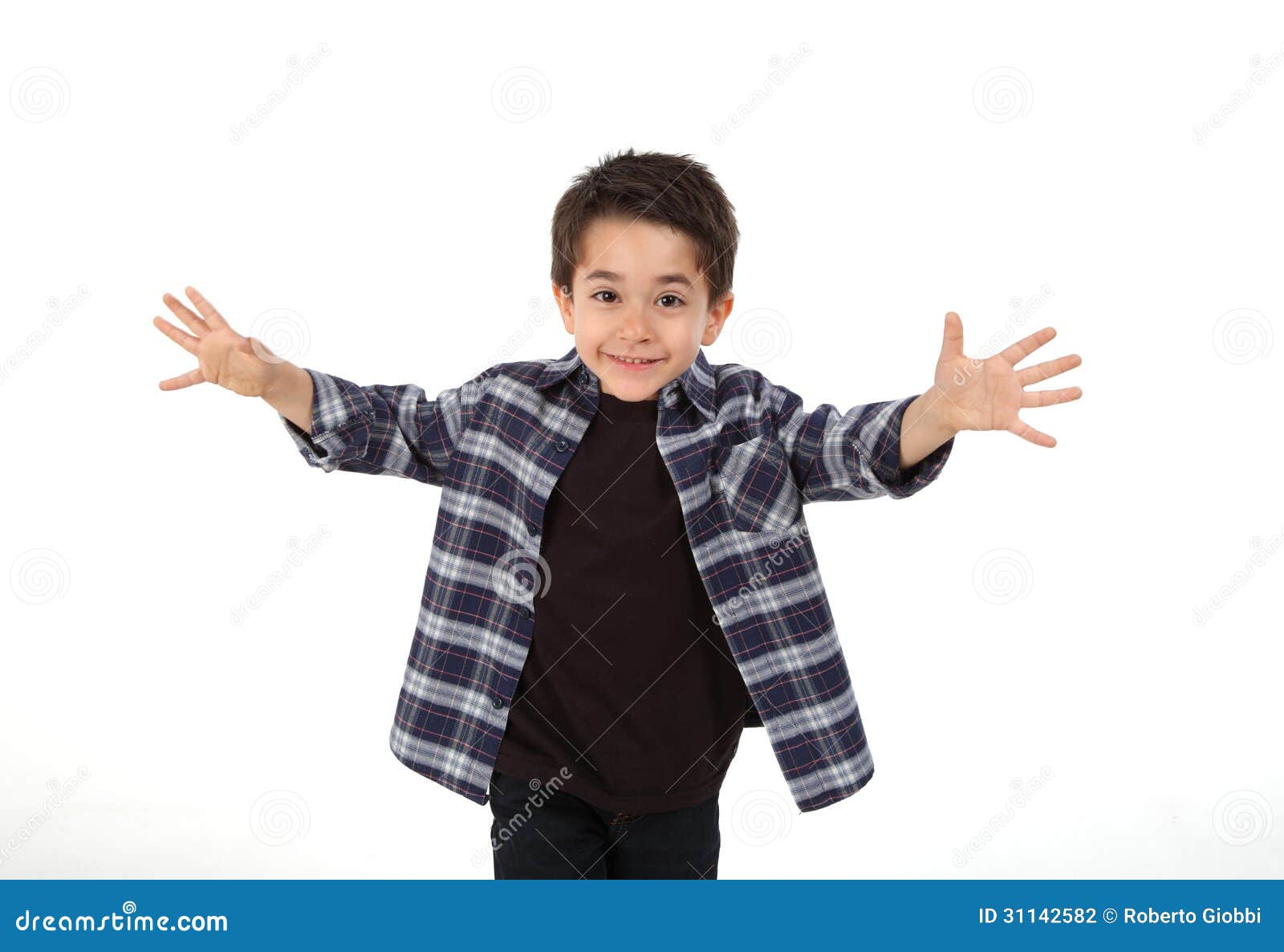 Happy Child Running with Open Arms Stock Photo - Image of emotion ...