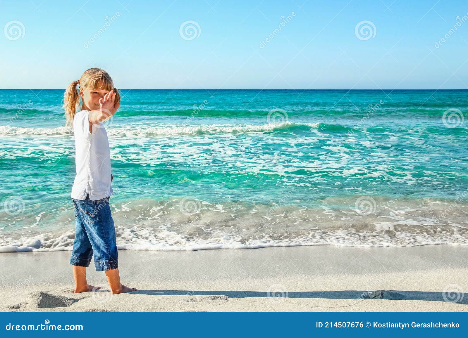 Happy Child by the Sea in the Open Air Stock Photo - Image of little ...