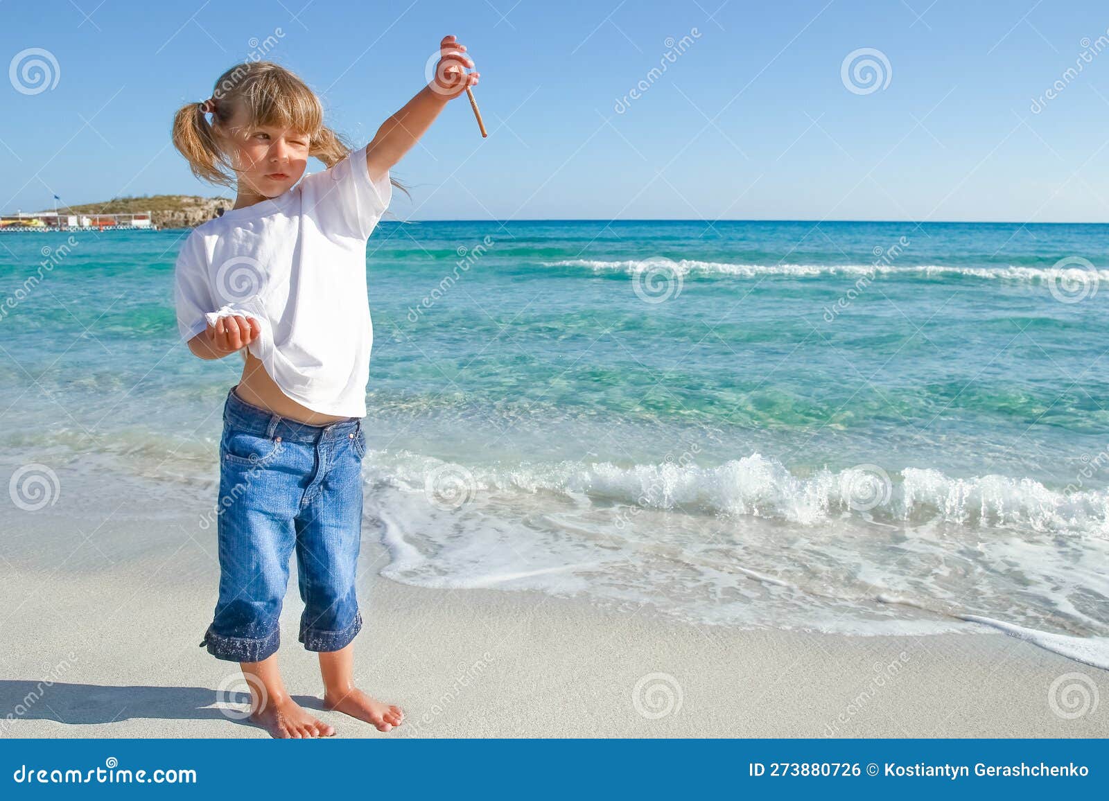 Happy Child by the Sea in the Open Air Stock Photo - Image of nature ...