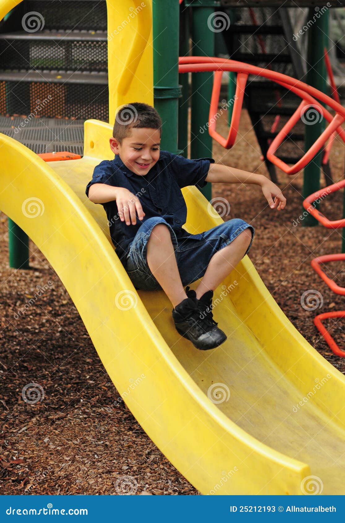 Happy child and slide stock image. Image of cute, latino - 25212193