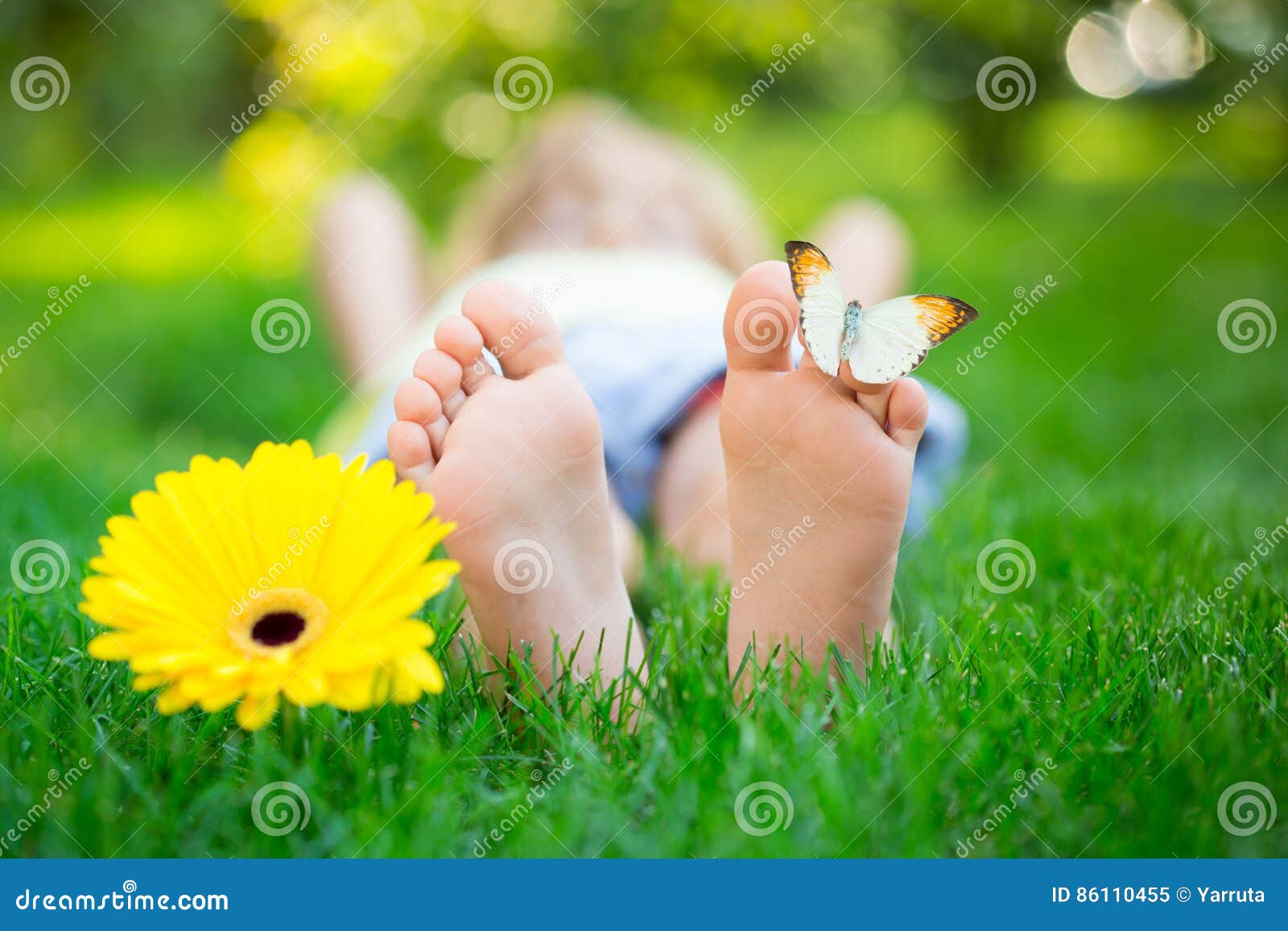 Happy child in spring park stock image. Image of people - 86110455