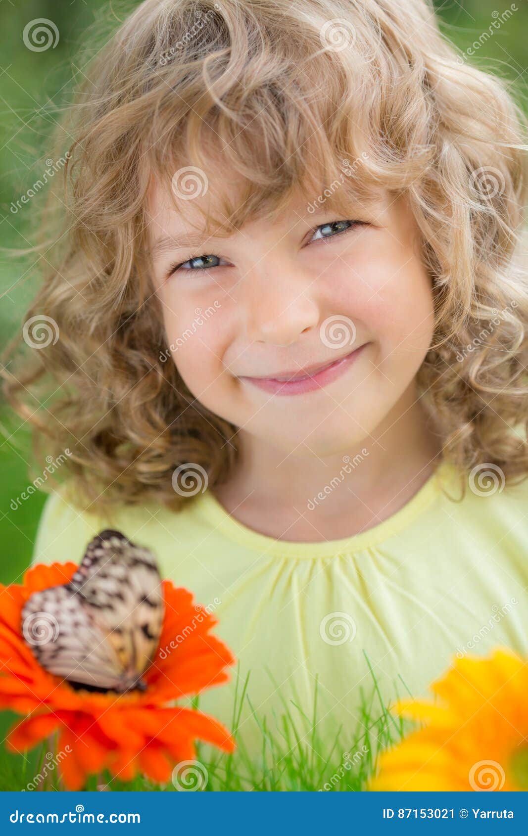 Happy child in spring park stock image. Image of holiday - 87153021