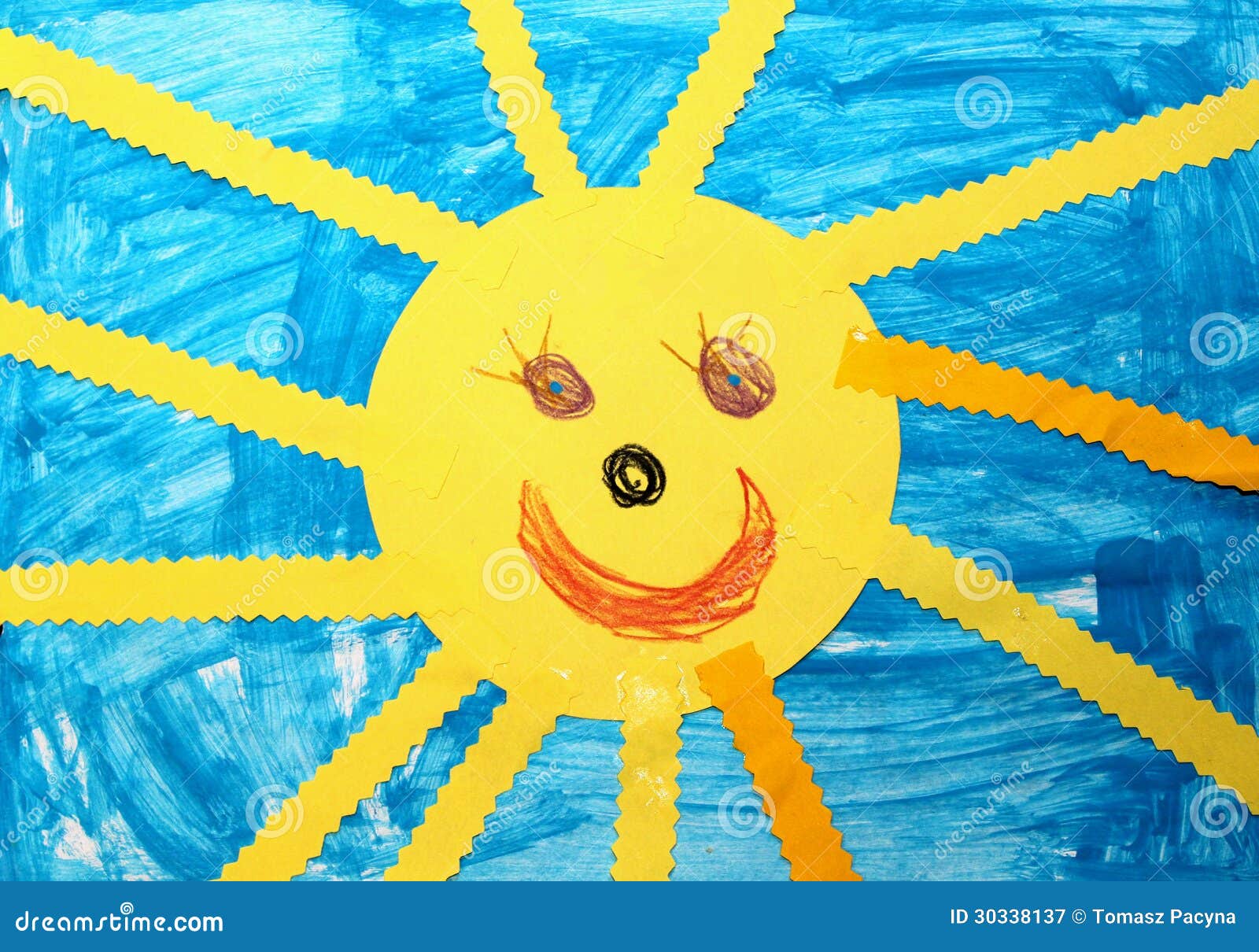 Happy child sun drawing stock illustration. Illustration of smile ...