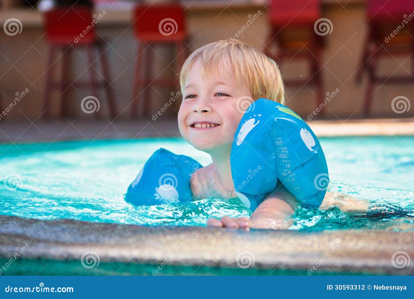 Happy Child in the Swimming-pool Stock Photo - Image of glad, cute ...