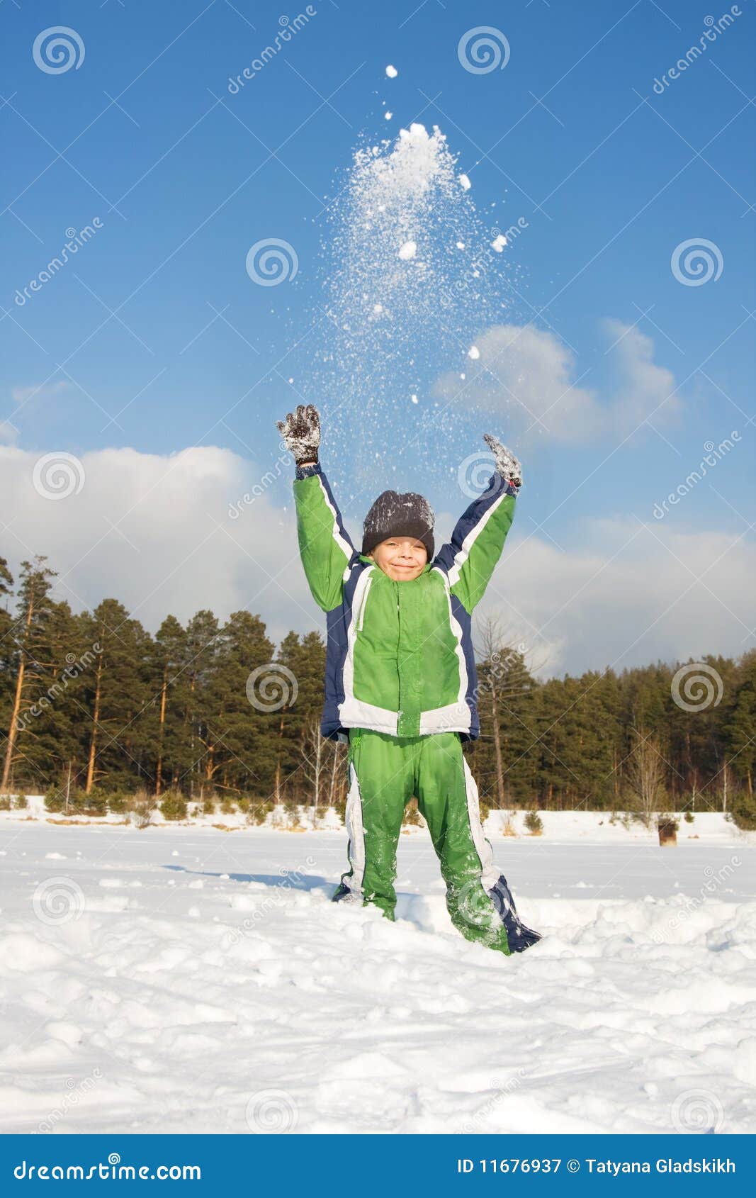 Happy Child Throwing Up Snow Stock Image - Image of cheerful, cute ...