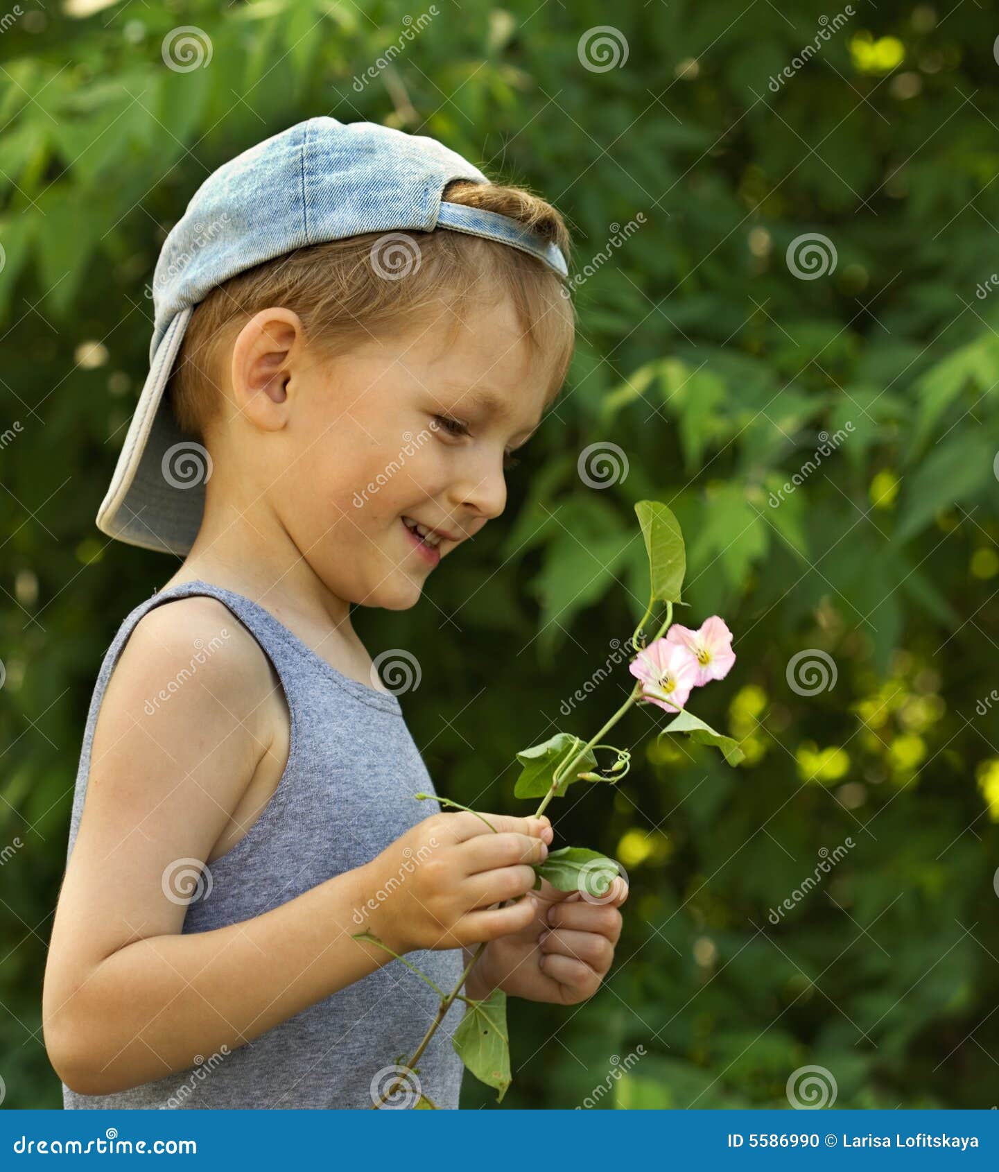 Happy child on walk stock photo. Image of flower, park - 5586990