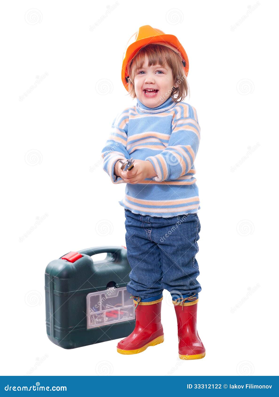 Happy Child with Working Tools Stock Photo - Image of baby, tools: 33312122