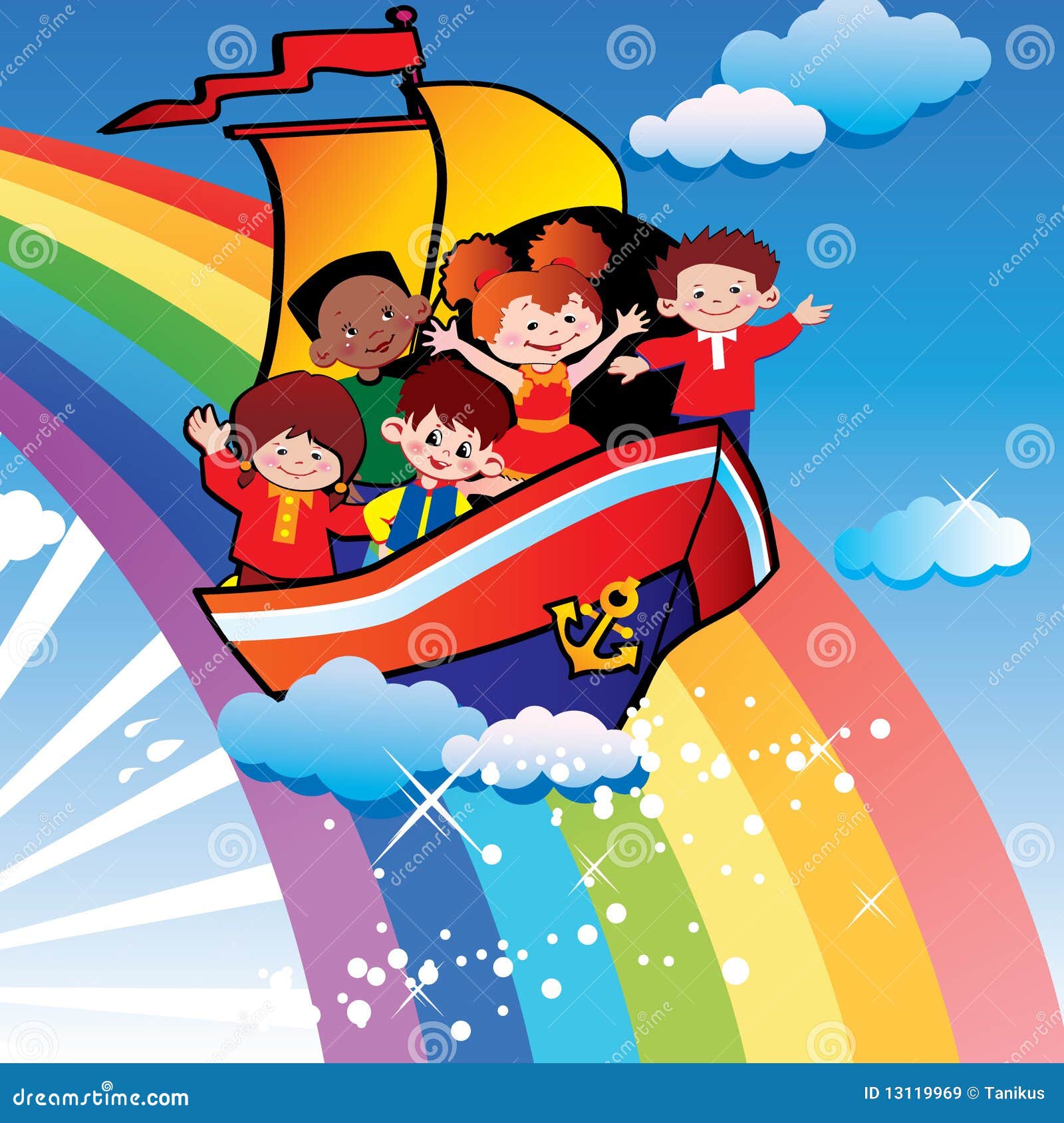 Happy childhood. stock illustration. Illustration of funny - 13119969