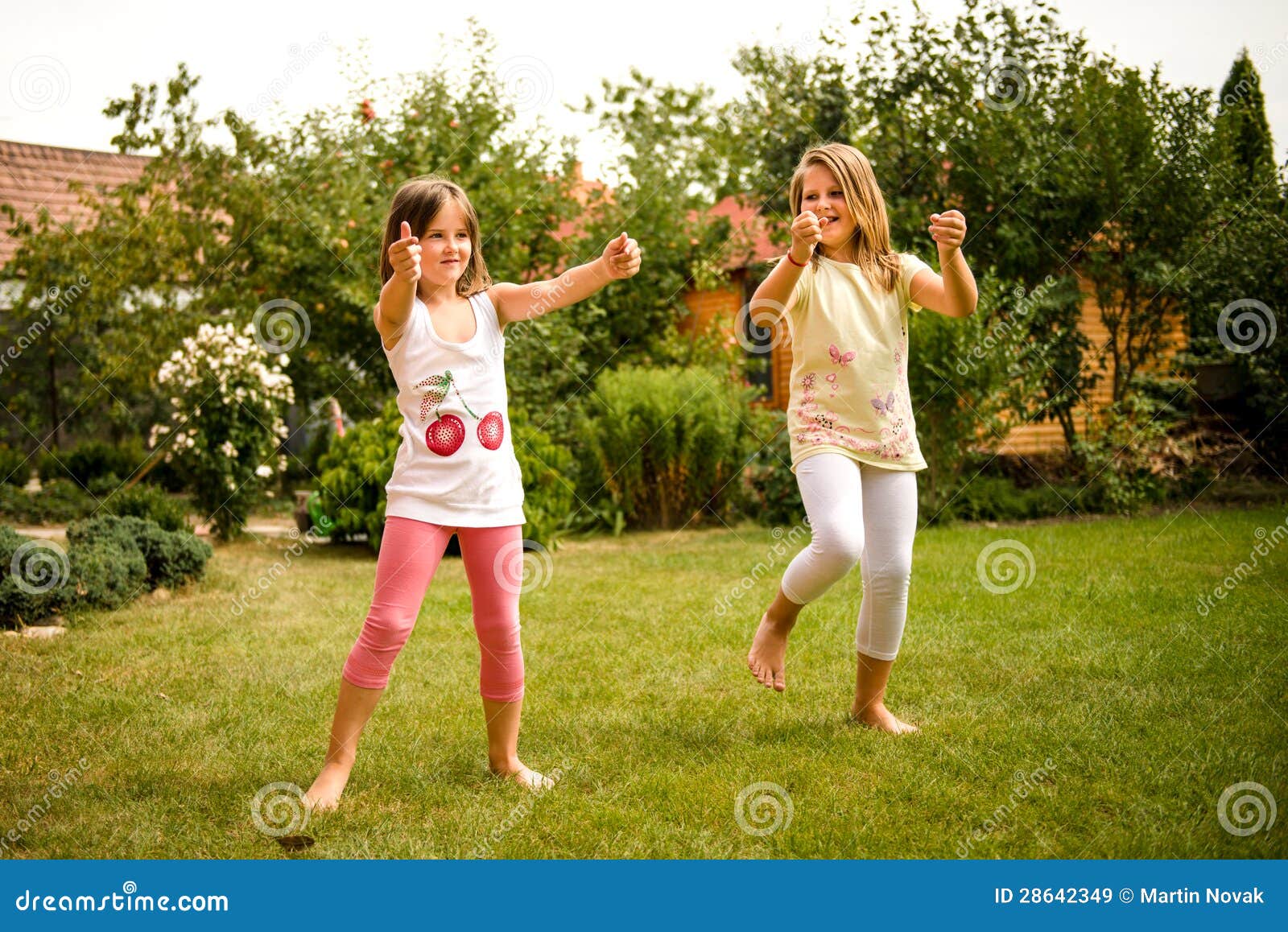 Happy Childhood - Dancing Children Stock Image - Image of girl, lawn ...