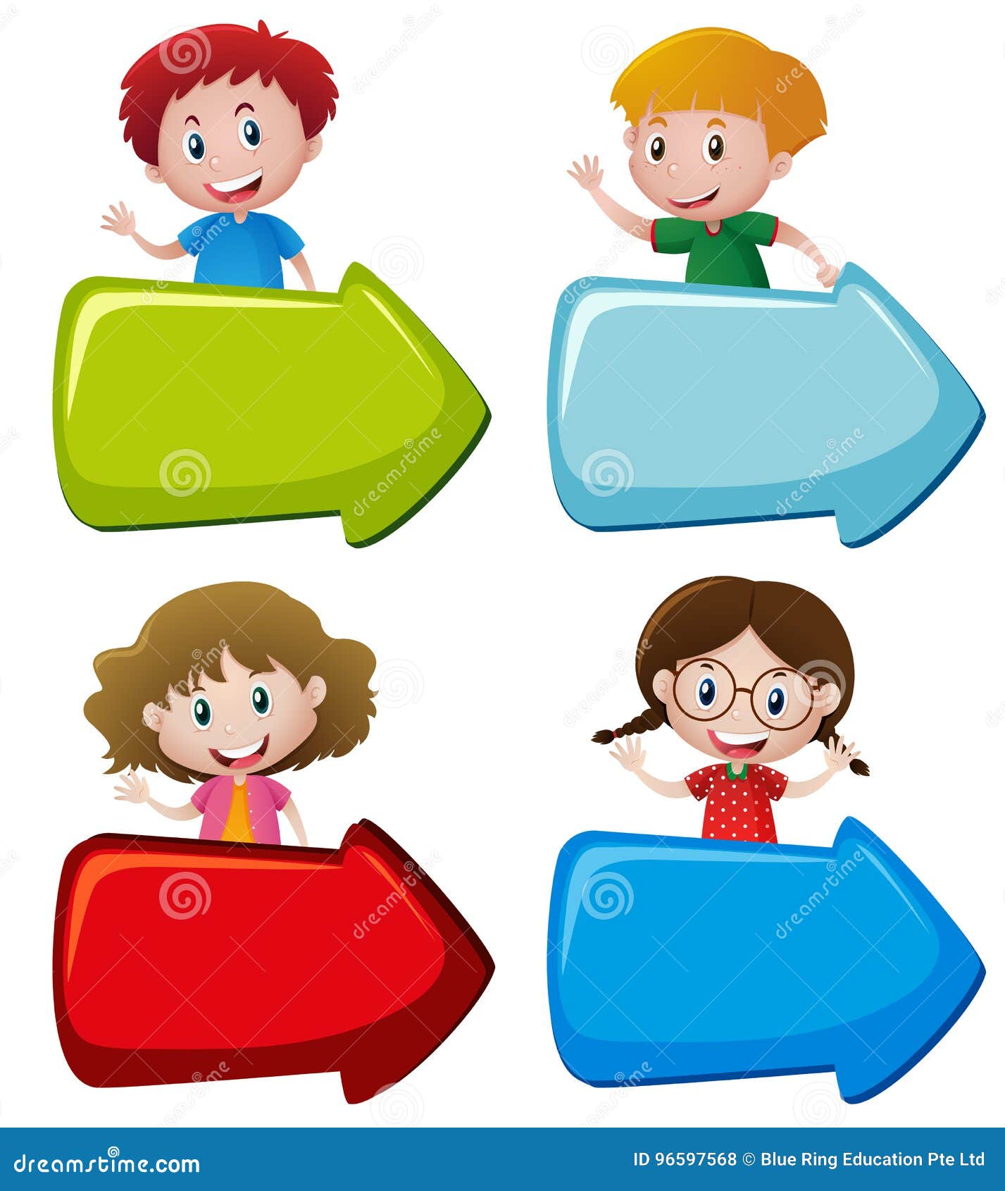 Happy Children and Arrow Signs Stock Vector - Illustration of arrow ...