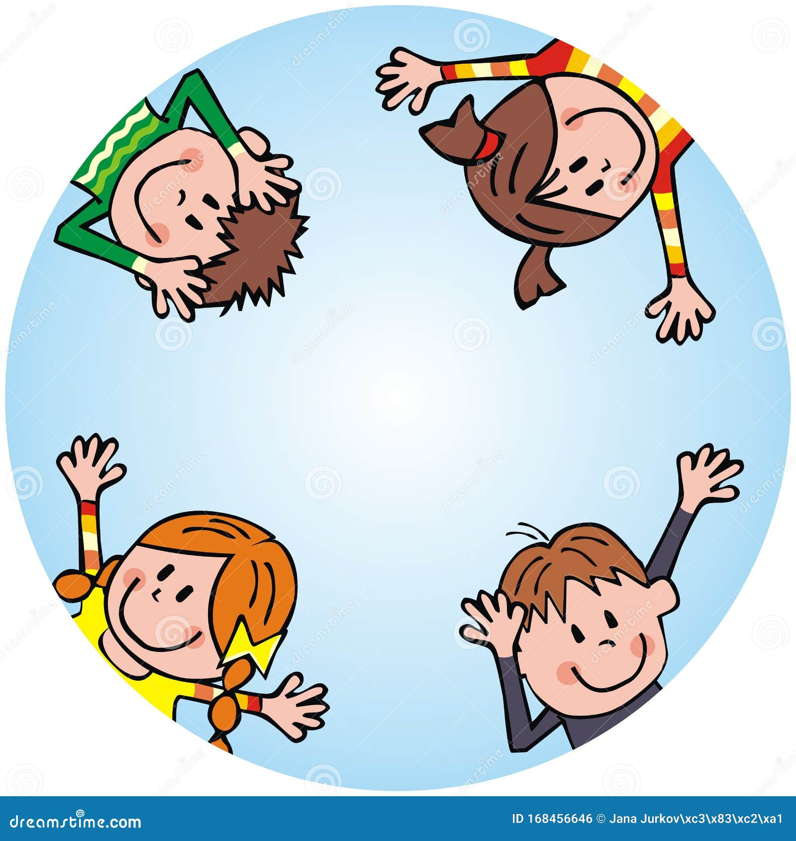 Happy Children on Blue Background, Eps. Stock Vector - Illustration of ...