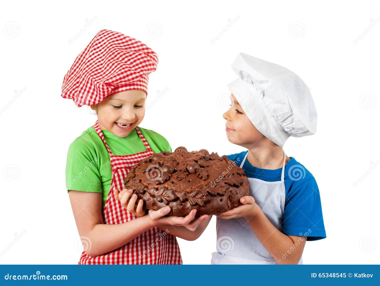 Happy children with bread stock image. Image of cheerful - 65348545