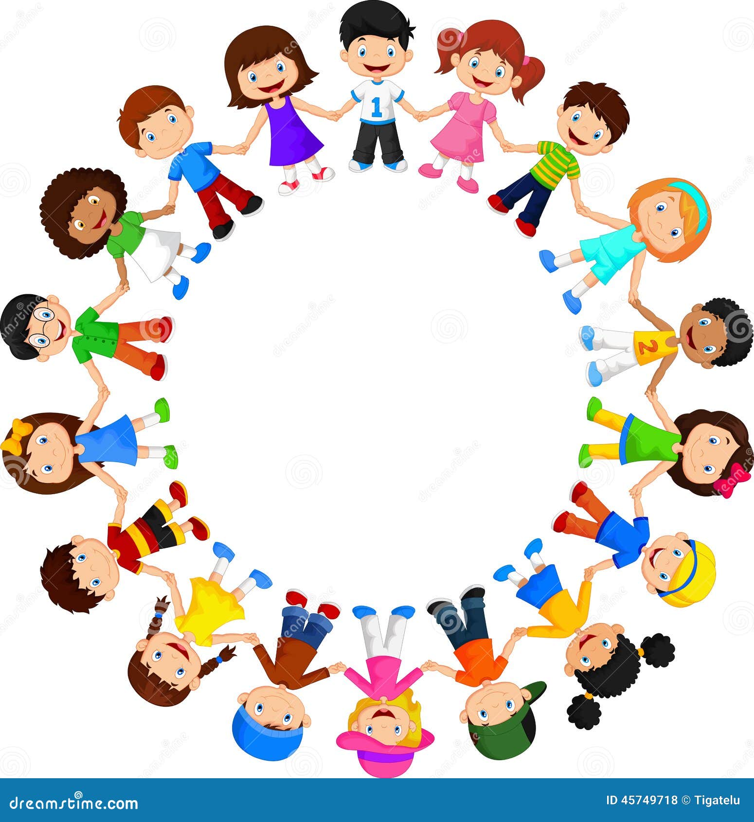 Happy Children Cartoon Different Races Stock Vector - Illustration ...