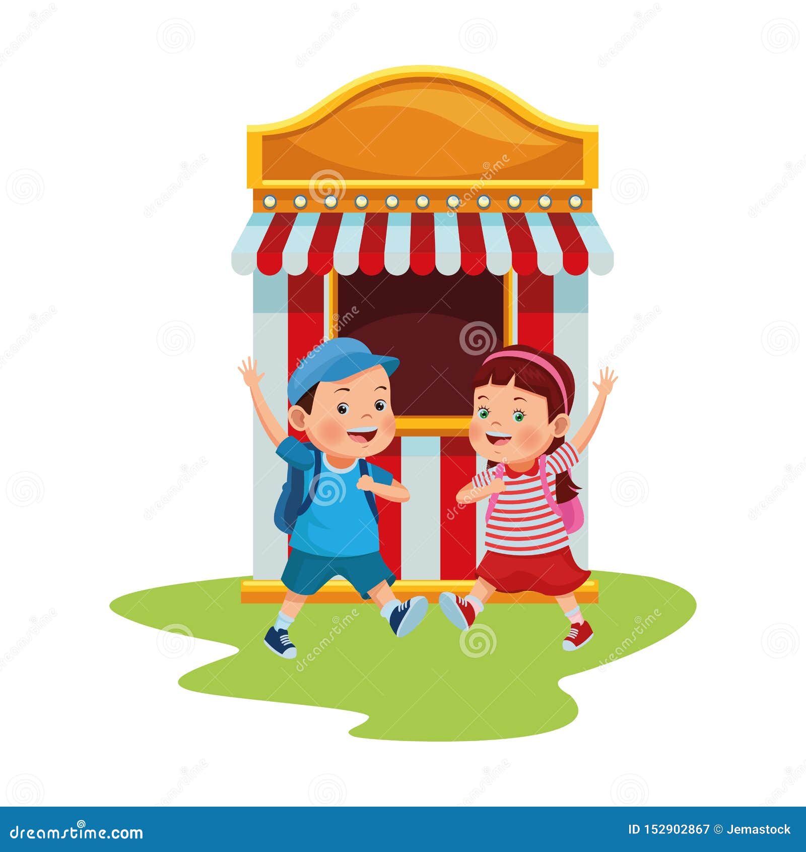 Happy Children in the Circus Stock Vector - Illustration of summer ...