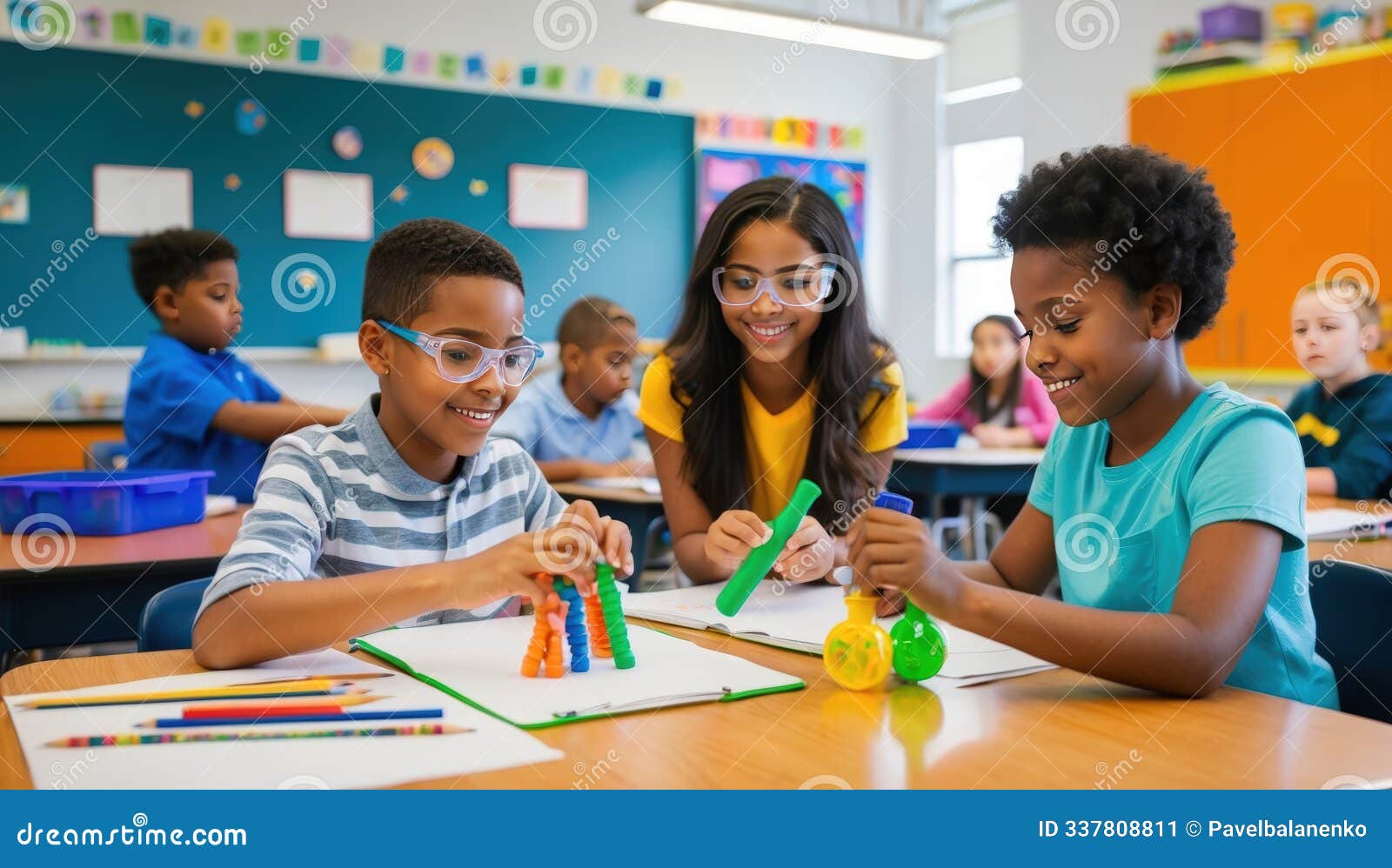 Happy Children in a Classroom Environment Playing and Learning ...