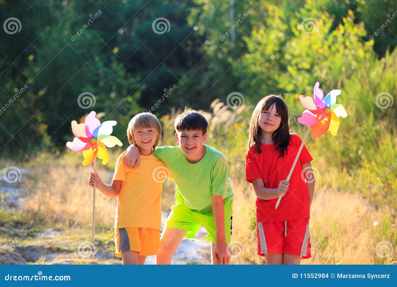 Happy Children in Countryside Stock Photo - Image of childhood ...