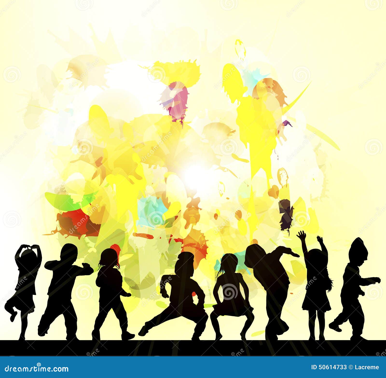 Happy Children Dancing Together Stock Vector - Illustration of pleasure ...
