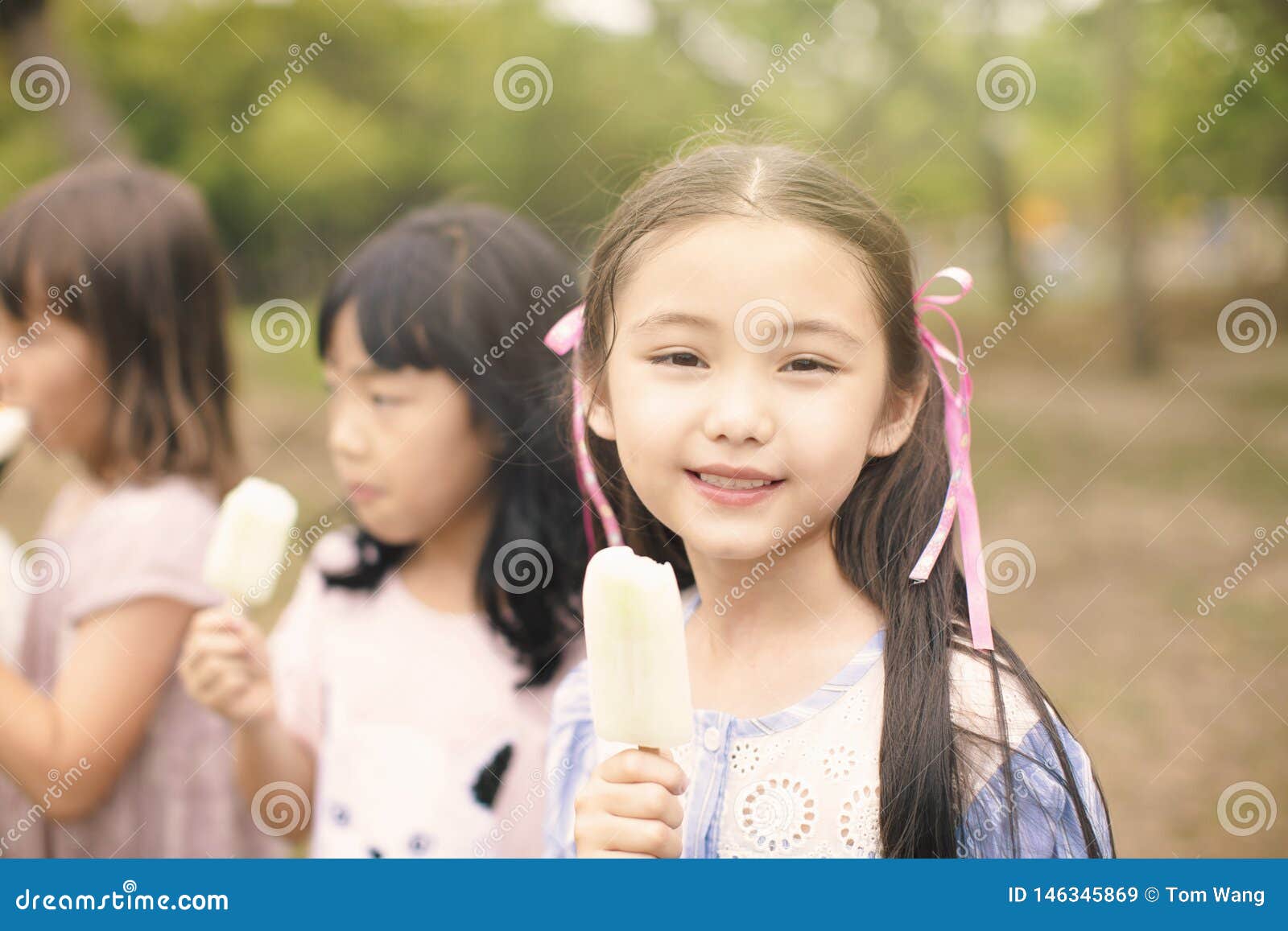 Children Eating Popsicle at Summertime Stock Image - Image of little ...