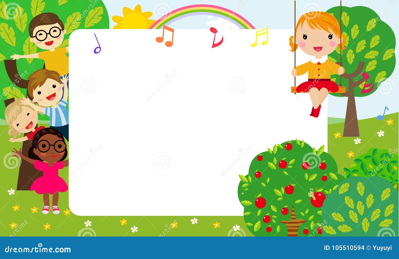 Happy children and frame stock vector. Illustration of frame - 105510594